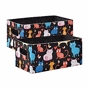 Colored Cats Storage Basket Felt Storage Bin Collapsible Shelves Basket Shelves Cloth Baskets Organizer for Pet Supplies Magazine