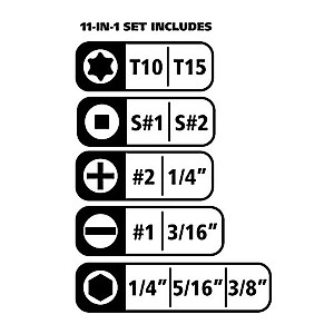 GreatNeck SD11RC 11 in 1 Screwdriver and Nut Driver Set, Multi-Bit Cushion Grip, Multi Tool Screwdriver Kit, HVAC tools, Electrician Tools