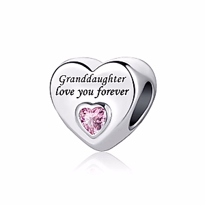 Chili Jewelry Granddaughter Pink Crystal Heart Love Charm Compatible With Pandora Charms Bracelets