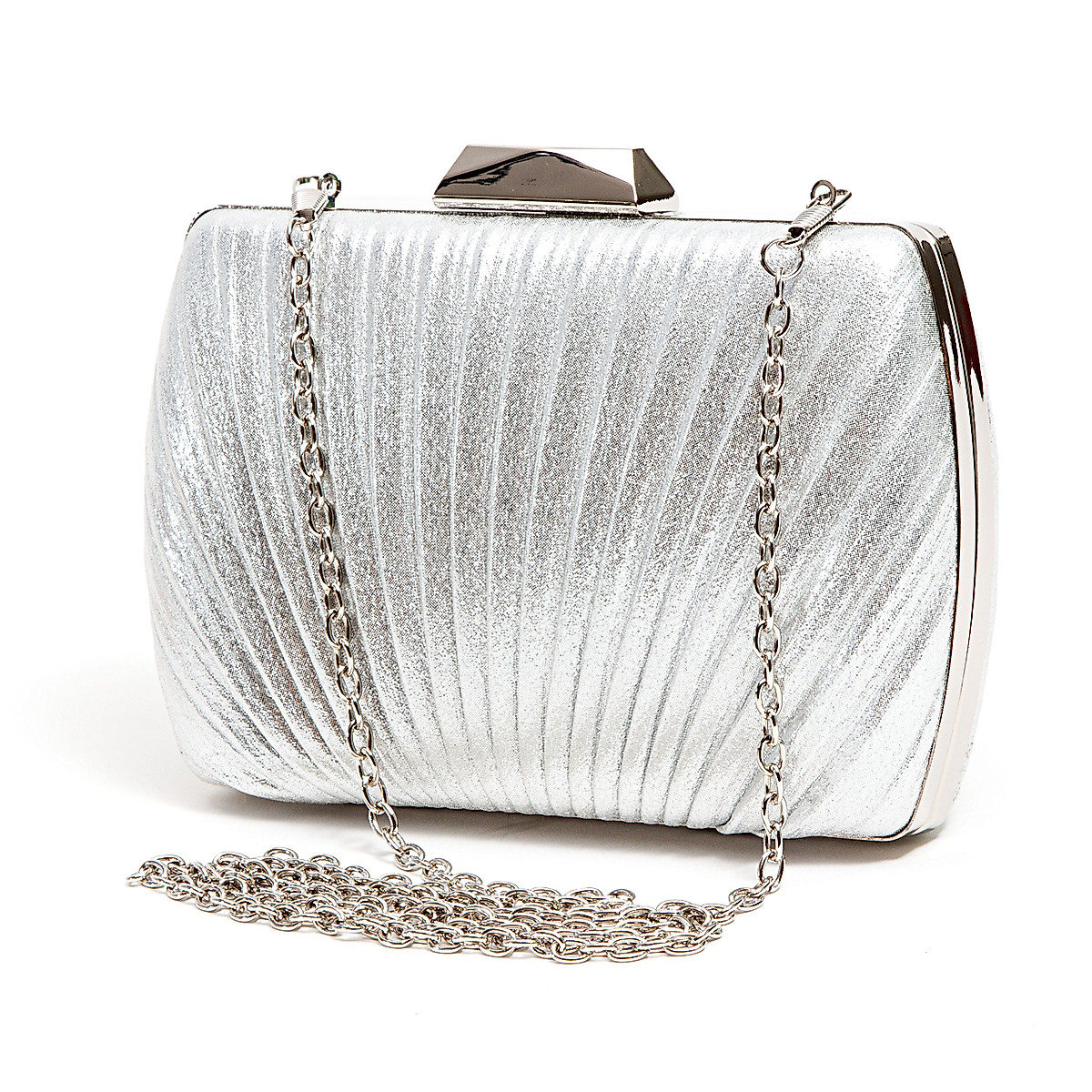 LADY COUTURE Shell pleated Clutch Bag, SHELL BAG SILVER