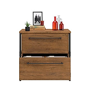 Sauder Iron City Lateral File, L: 31.50" x W: 20.00" x H: 30.00", Checked Oak Finish