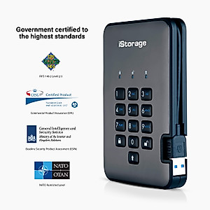 iStorage diskAshur PRO2 SSD 512GB Secure portable solid-state drive - FIPS Level 2 certified - Password protected, dust & water resistant, military grade hardware encryption IS-DAP2-256-SSD-512-C-G