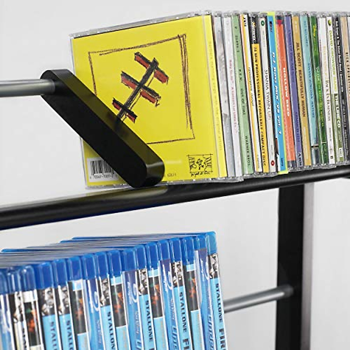 Atlantic Element Media Storage Rack - Holds Up to 230 CDs or 150 DVDs, Contemporary Wood & Metal Design with Wide Feet for Greater Stability, PN35535601 In Espresso