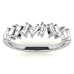 Excellent Baguette Brilliant Cut 0.48 Carat, Moissanite Diamond Promise Band, Prong Set, Eternity Sterling Silver Band, Valentine's Day Jewelry Gifts, Customized Band (5)
