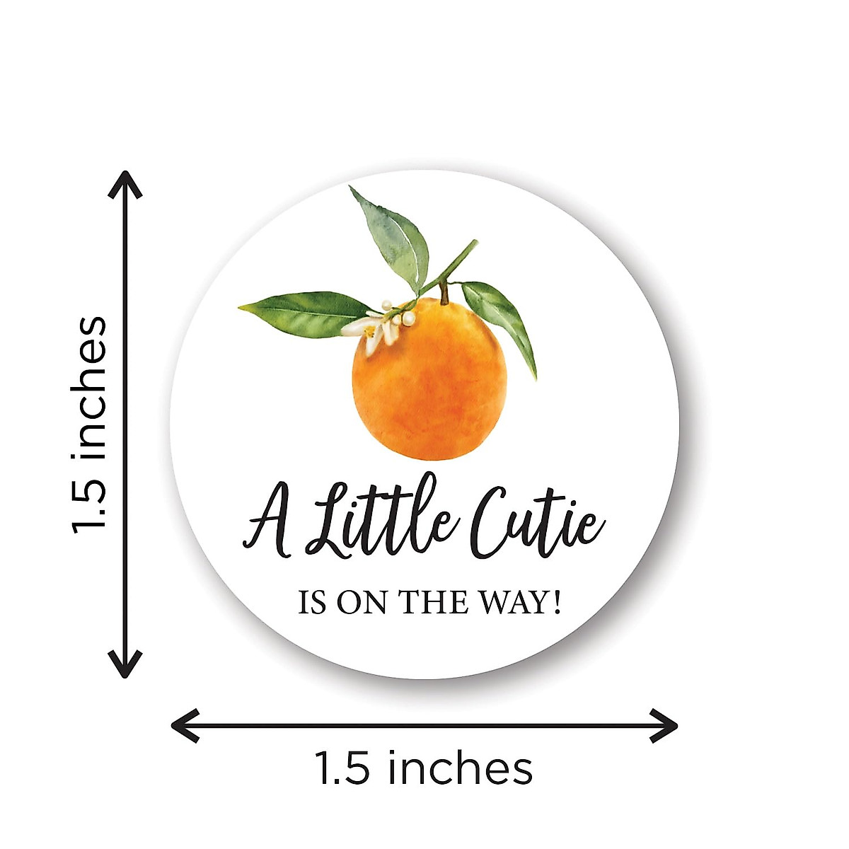1.5" Round - A Little Cutie is On The Way Baby Shower Stickers - Set of 60