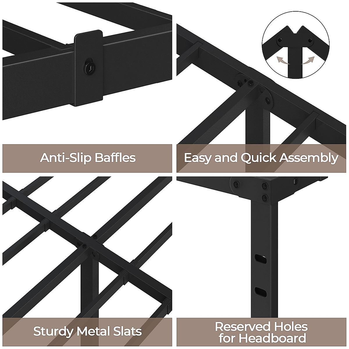 Yaheetech 14 Inch Queen Bed Frames Heavy Duty Metal Platform Bed with Under Bed Storage, No Box Spring Needed, Easy Assembly, Sturdy Steel Slat Support, Black