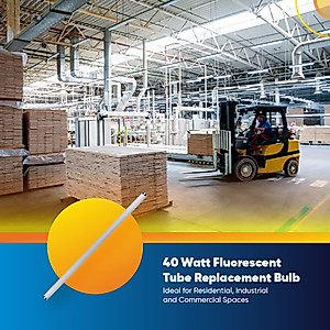 Technical Precision 34W Linear Fluorescent Light Bulb - Replacement for Philips F34CW/RS/EW/Alto Tuff Coated Light Bulb 4100K Cool White - G13 Medium Bi Pin Base - T12 4Ft Tube - 1 Pack