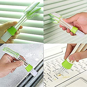 Mini Duster for Car Air Vent Set of 4 Automotive Air Conditioner Brush and Cleaner Cloth, Dust Collector Cleaning Tool for Keyboard Window Leaves Blinds Shutter