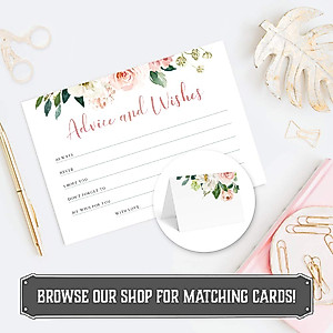 Set of 50 Advice and Wishes Cards - Double Sided Floral Cards, Perfect for the Bride and Groom, Baby Shower, Bridal Shower, Wedding Shower, Graduation Party, Retirement Party, Anniversary