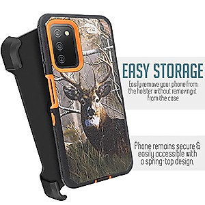 Thousandgear Designed for Samsung Galaxy A03S Shockproof Holster Tough Rubber Rugged Hybrid Case Silicone Triple Protective Anti-Shock Shatter-Resistant Mobile Phone Built in Screen Protector (Deer)