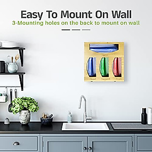 Emekaa Ziplock Bag Organizer for Kitchen Drawer, Bamboo Storage Organizer, Storage Bag Holder, Compatible w/Ziplock, Glad, Hefty, Solimo for Gallon,Quart,Sandwich,Snack