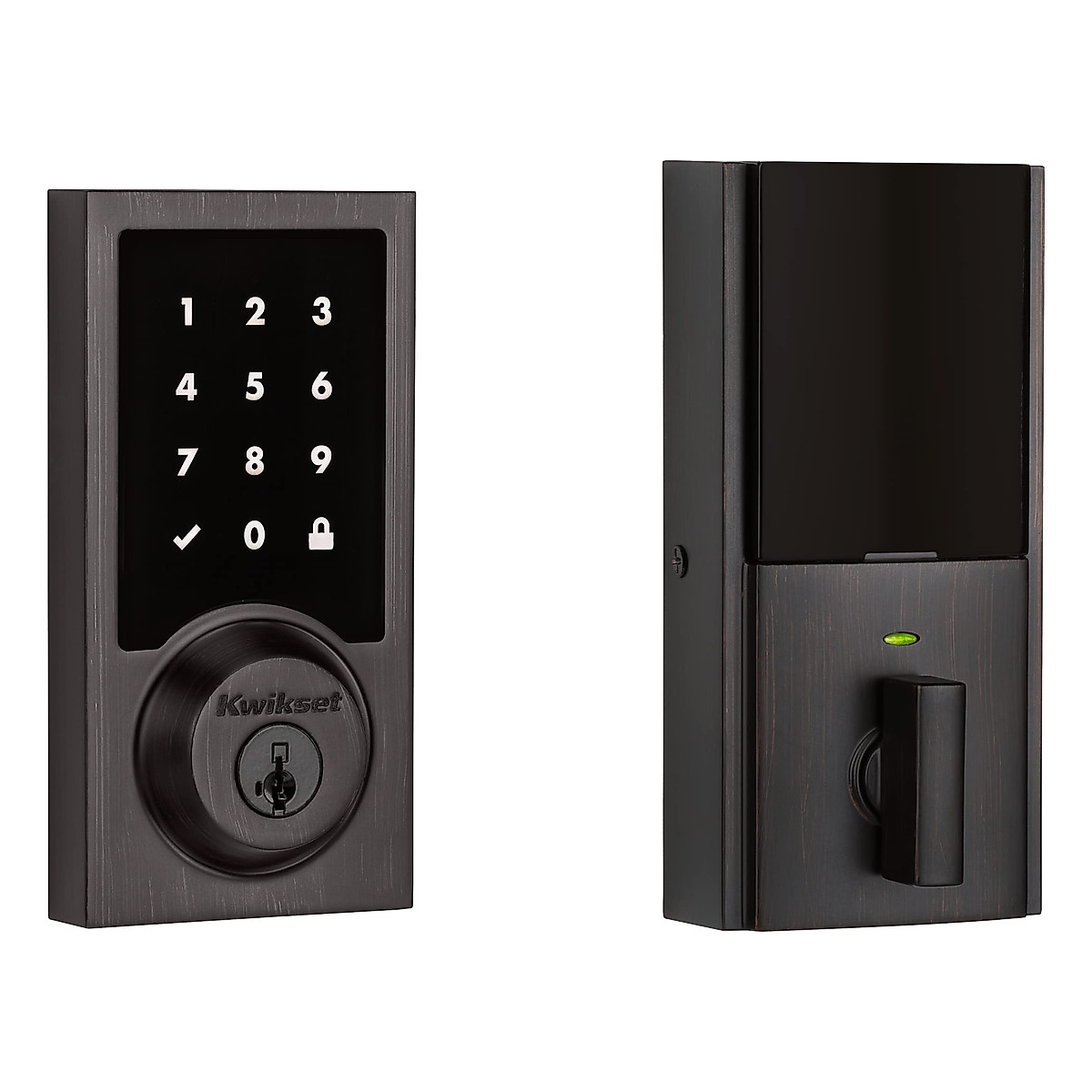 Kwikset 99160-017 SmartCode 916 Contemporary Smart Lock Touchscreen Electronic Deadbolt Front Door Lock with SmartKey Security and Z-Wave Plus in Venetian Bronze