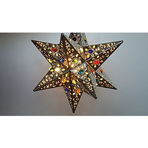 Unique and Beautiful Handmade Hanging Star Lamp with 12 Points! for Home and Garden Decor by SHOPIMUNDO. Outdoor Hanging Decorative Star Lantern with Marbles, You Will Love it