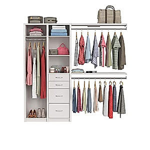 ClosetMaid 6105140 SpaceCreations 52" - 87" Wood Closet Organizer Kit, Classic White