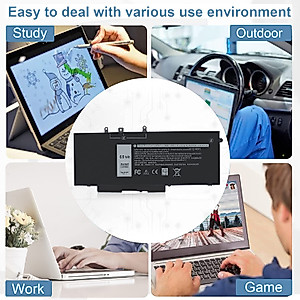 68Wh GJKNX 7.6V Laptop Battery for Dell Latitude 5480 5580 5280 5490 5590 5491 5288 5488 5495 5591 E5480 E5580 E5490 E5590 E5591 Precision 15 3520 3530 GD1JP 5YHR4 451-BBZG DY9NT 0DY9NT 0GD1JP 4-Cell