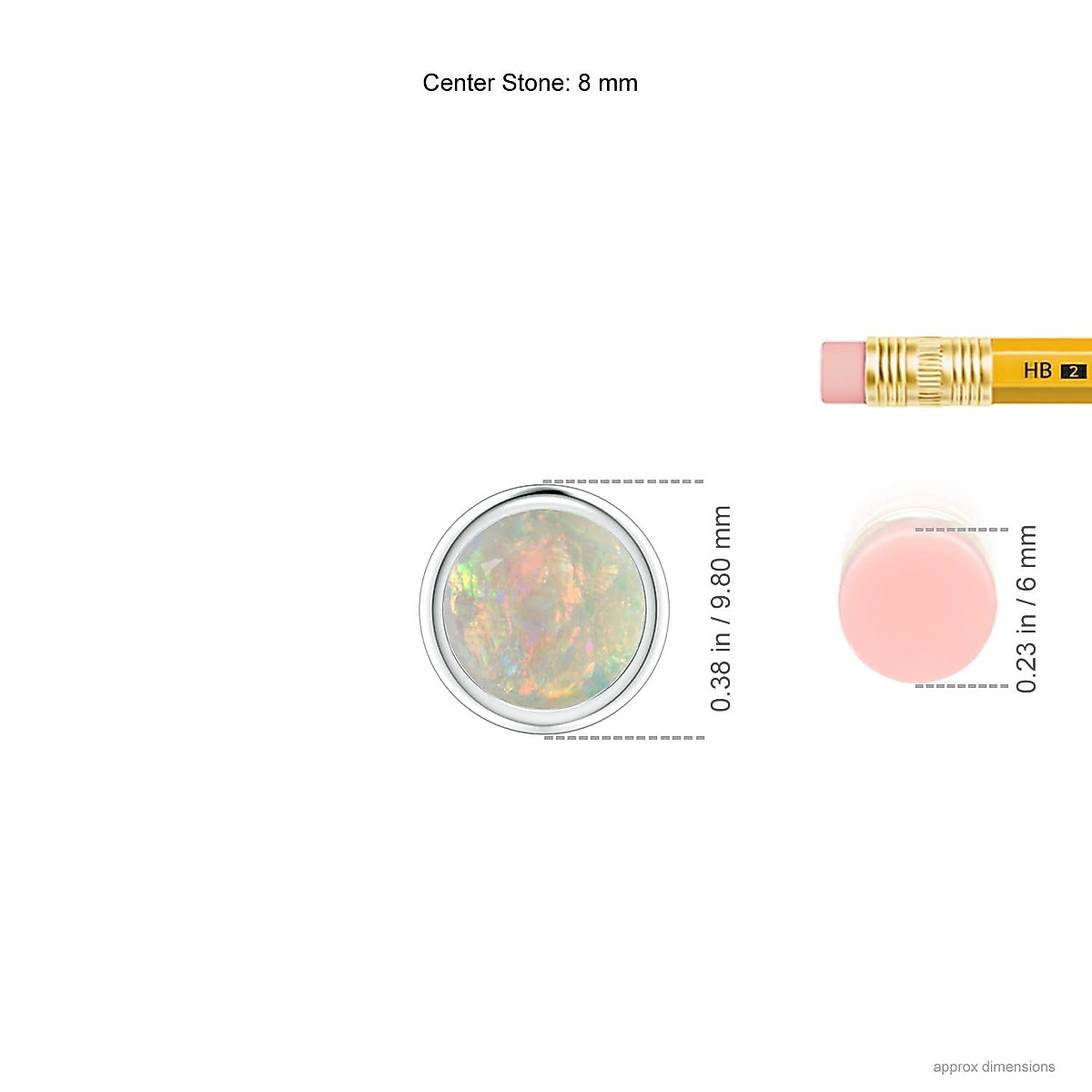 Angara Bezel-Set Round Opal Solitaire Pendant Necklace for Women in 14K White Gold (Grade-AAAA | Size-8mm) October Birthstone | Jewelry Gift for Women | Birthday | Wedding | Anniversary