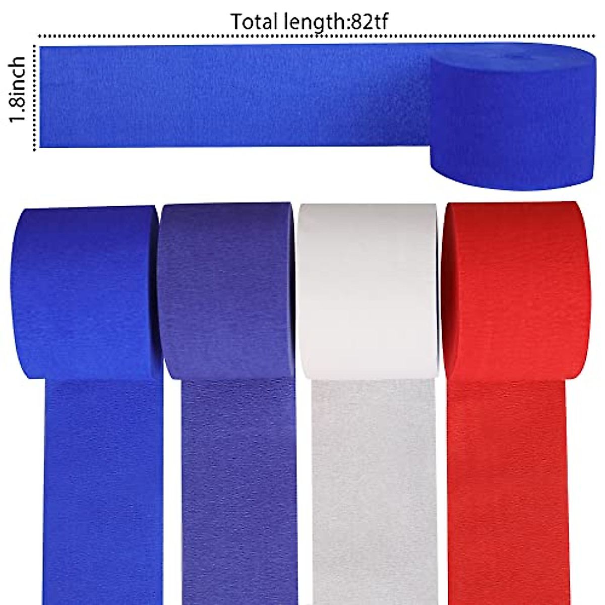 4th of July Crepe Paper, 8 Rolls Red Navy White and Blue Crepe Paper Streamers Tassels Streamer Paper for Patriotic Party Supplies, Decorations for Independence, Memorial, Veterans Day