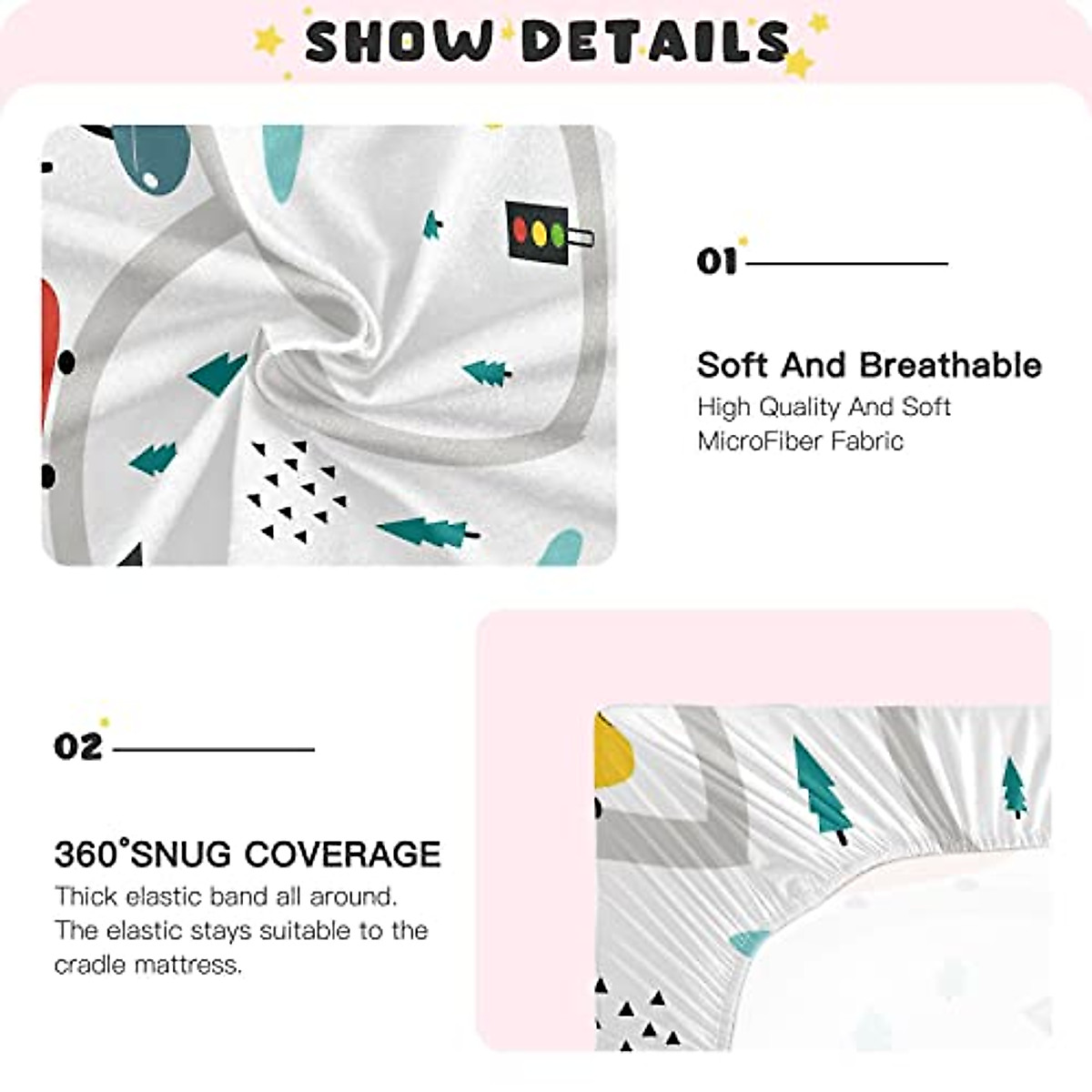 Cartoon Cars Road Crib Sheets for Baby Soft and Breathable Baby Crib Sheets Machine Washable Fitted Crib Sheet for Kid Boy Girl