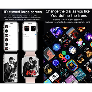 Smart Watch 2022(Make Answer Call Voice Control), 1.7 in Curved Screen Health Smartwatch with Call Text SOS Heart Rate Blood Pressure SpO2 Sleep Monitor Pedometer for Women Men for Android Phones