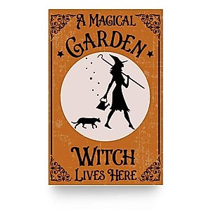 Halloween A Magical Garden Witch Lives Here Rustic Halloween Sign Spooky Sign Magic Spell Halloween Night 8X12 inch