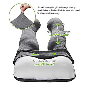 COSMOPLUS Pregnancy Pillow Cover U Shaped Full Body Pillow Case Cover for Maternity,Stretchy Cool Breathable Jersey Fabric, Provides Sleep and Pregnancy Support,Heather Grey