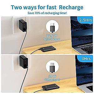 ANOUV Portable Charger - Mini Power Bank 10000mAh, PD 22.5W Fast Charging Small External Battery Pack with PD 3.0 & QC 3.0, USB-C Ultra Slim Portable Phone Charger Competible with iPhone, Sumsang,etc