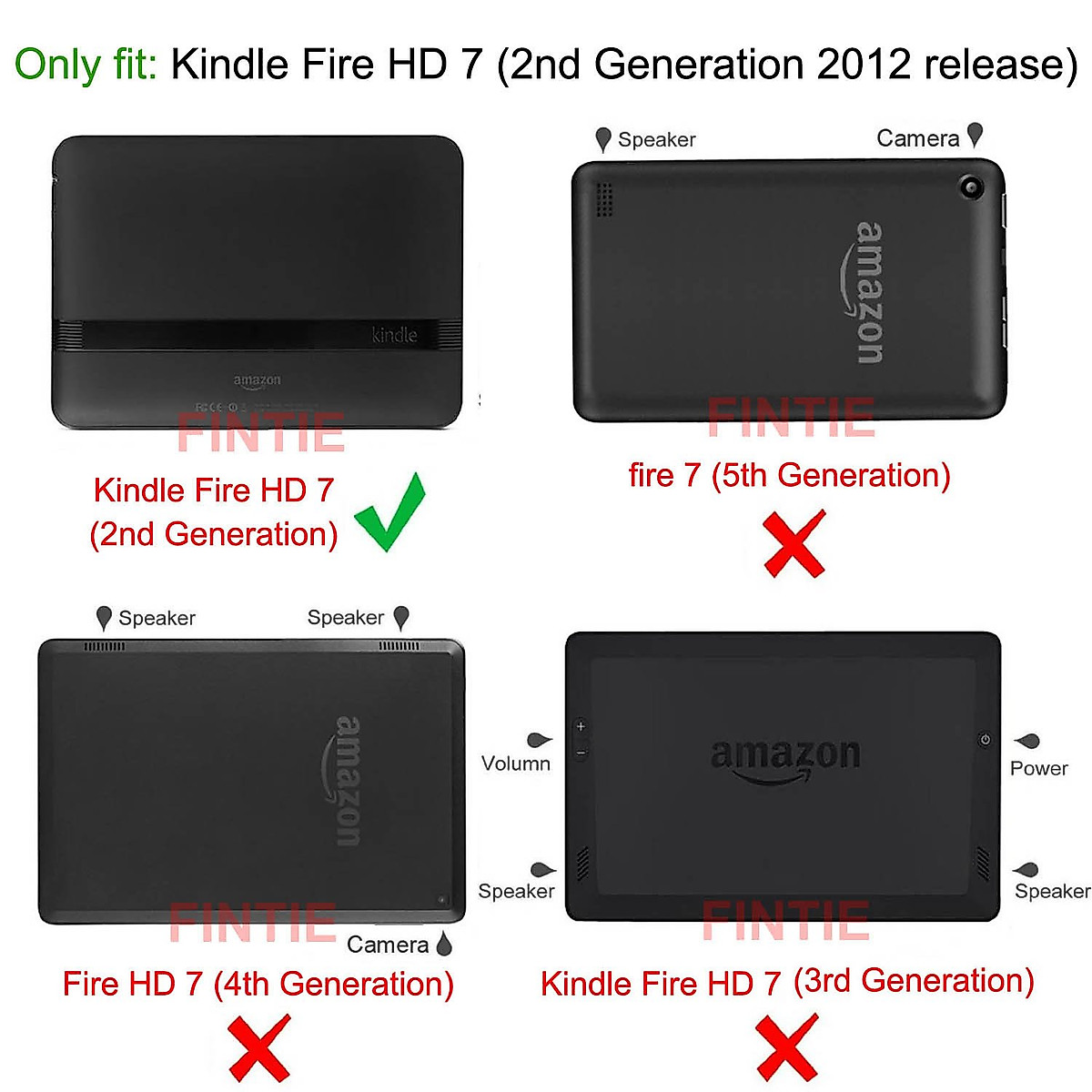 Fintie Folio Case for Kindle Fire HD 7" (2012 Old Model) - Slim Fit Leather Cover with Auto Sleep/Wake Feature (Will only fit Amazon Kindle Fire HD 7, Previous Generation - 2nd), Black