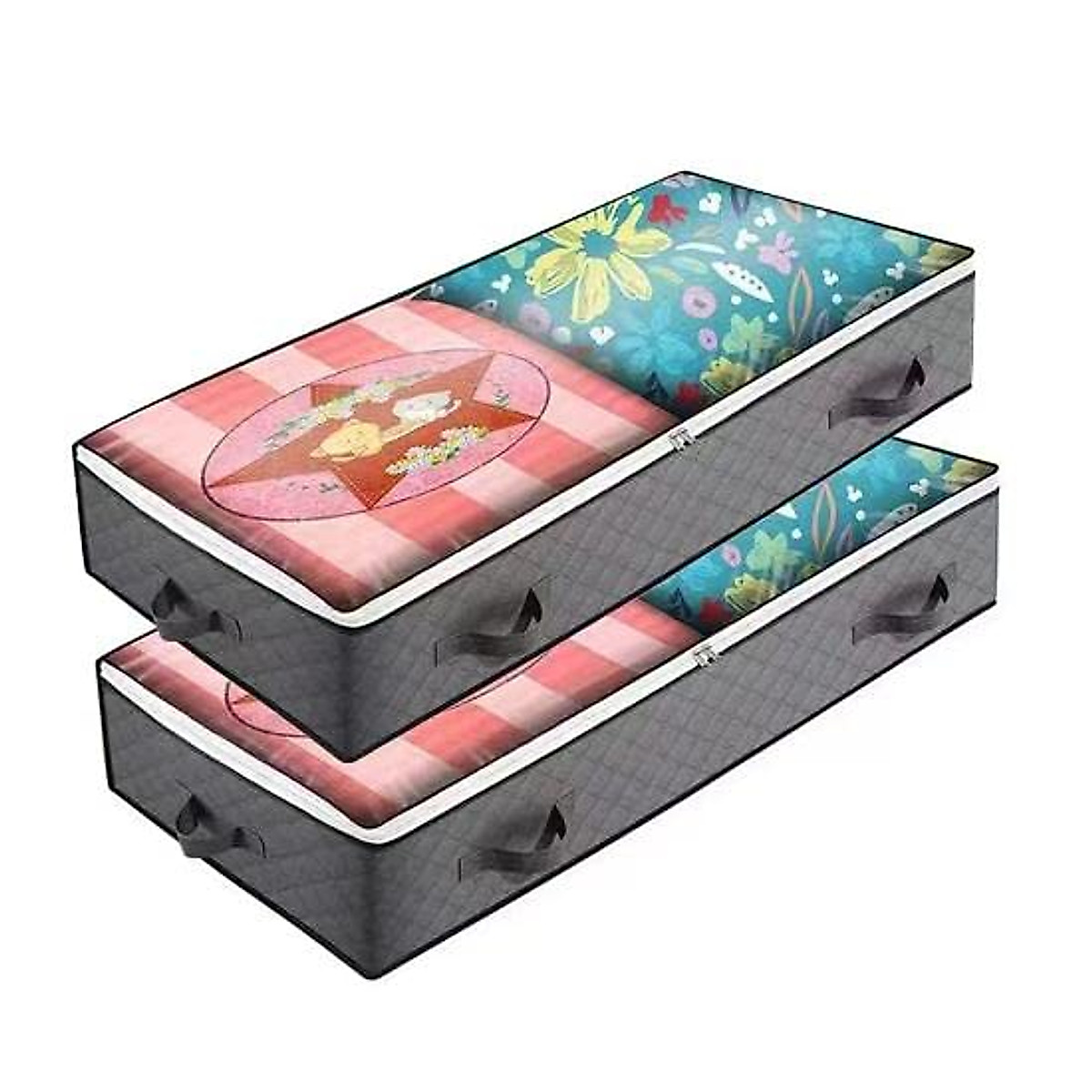 Under bed Storage Bags,Foldable Under Bed,Thick fabric storage box with transparent window and reinforced handle for clothes, blankets, sweaters, quilts, shoes and clothing