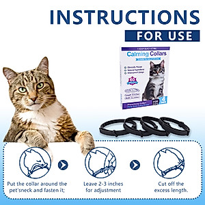 Calming Collar for Cats 4 Pack Cat Anxiety Relief and Stress Lasts 60 Days Cat Calming Collar Calming Pheromone Collar for Cats Cat Pheromone Collar Adjustable Size for All Cats(Black)