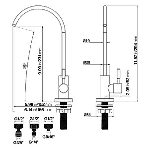 SINGSUO Kitchen Reverse Osmosis Faucet, RO Filtered Water Faucet Fits Most Water Filtration Systems in Non-air Gap, Modern Drinking Water Faucet, SUS304 Stainless Steel (Brushed Nickel)