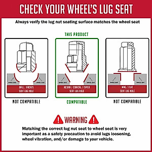 Wheel Accessories Parts M12 1.50 12x1.5 Thread Closed End Bulge 1.38" Long Locking Wheel Lug Nuts Lock Chrome Dual Hex Key 13/16" and 3/4" Fits Many Chevy Honda Toyota Passenger Vehicles