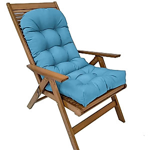 Yefound Patio Chair Cushion for Adirondack, Waterproof Tufted High Back Rocking Chair Cushion, Indoor and Outdoor Furniture Seat Chair Cushions Pads with Ties (Teal)