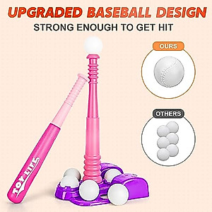 TOY Life Tball Set for Kids 3-5 T Ball Set Baseball Tee Toddler Girls T Ball Sets for Kids 5-8 Tball Bat Tee Ball Sets for Kids 3-5 Tball Set for Toddlers Outdoor Toddler Toys 6 T-Balls Glove