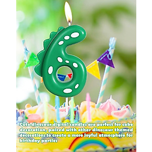 3rd Birthday Candles, Number 3 Candle, Dinosaur Party Decorations for Birthday, Green Happy Birthday Candle for Cake, Handmade Numeral Candle Dino Theme Cake Topper Anniversary Party Decor