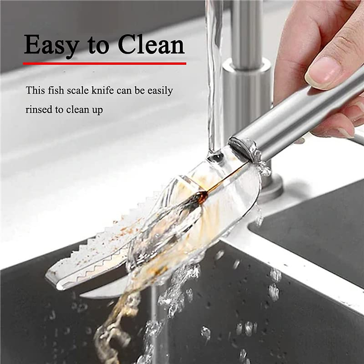 Fish Scale Knife Cut Scrape Dig 3-in-1 Tool, Stainless Steel Fish Scaler Remover, Fish Peeler Open Belly and Dig Out Fish Cleaner Tool Kitchen Accessory(1 piece)