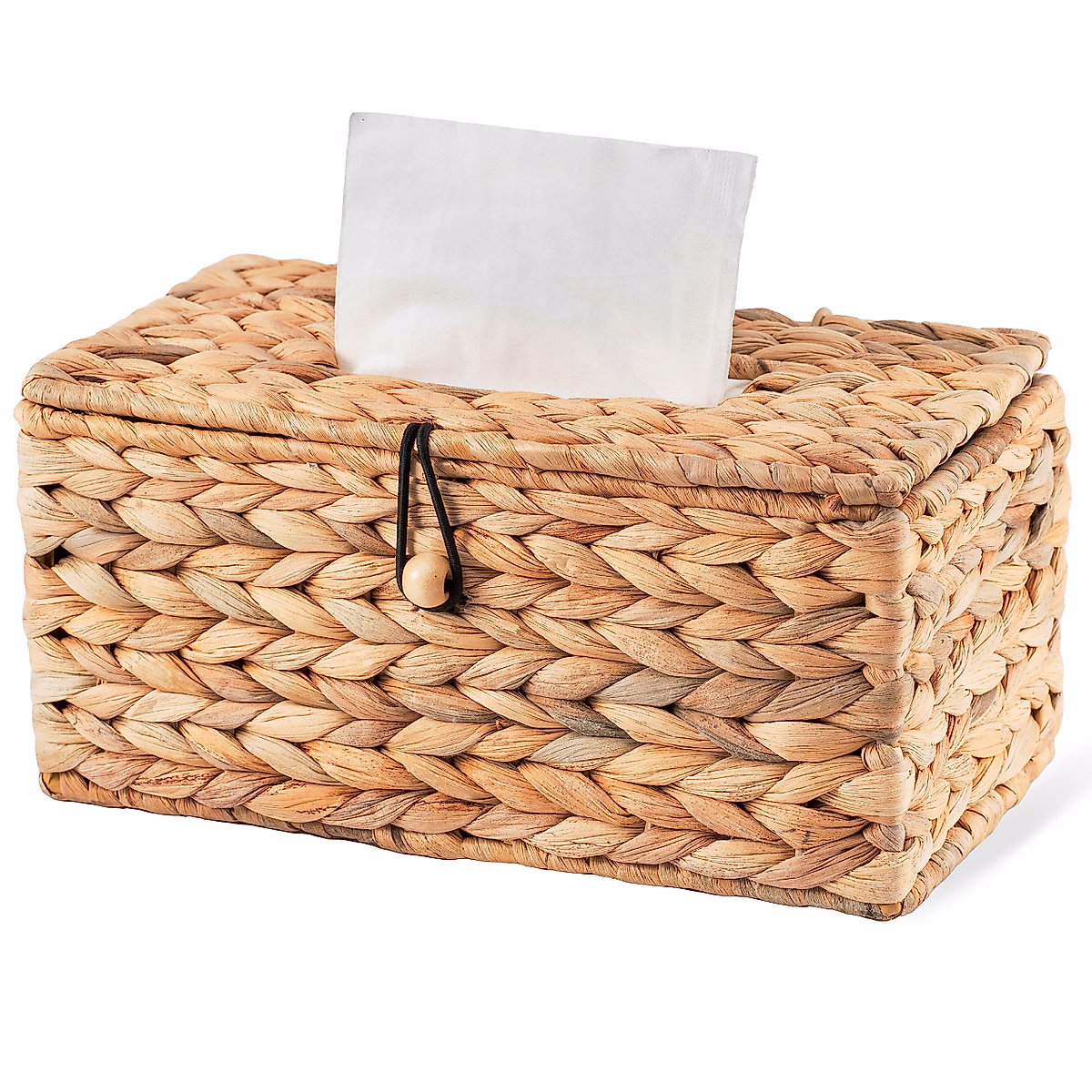 KOLWOVEN Tissue Box Cover - Rattan Wicker Rectangle, Boho Decorative Woven Facial Tissue Holder for Table & Bathroom, Fits 184-Count Box