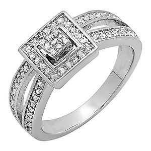 Dazzlingrock Collection 0.25 Carat (ctw) Sterling Silver Round White Diamond Bridal Engagement Ring 1/4 CT, Size 7