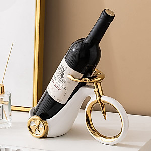 LIULIMI Bicycle Wine Shelf, Ceramics Wine Racks Holder Wine Cabinet for Home Living Room Porch Decoration Creative Gift (White)