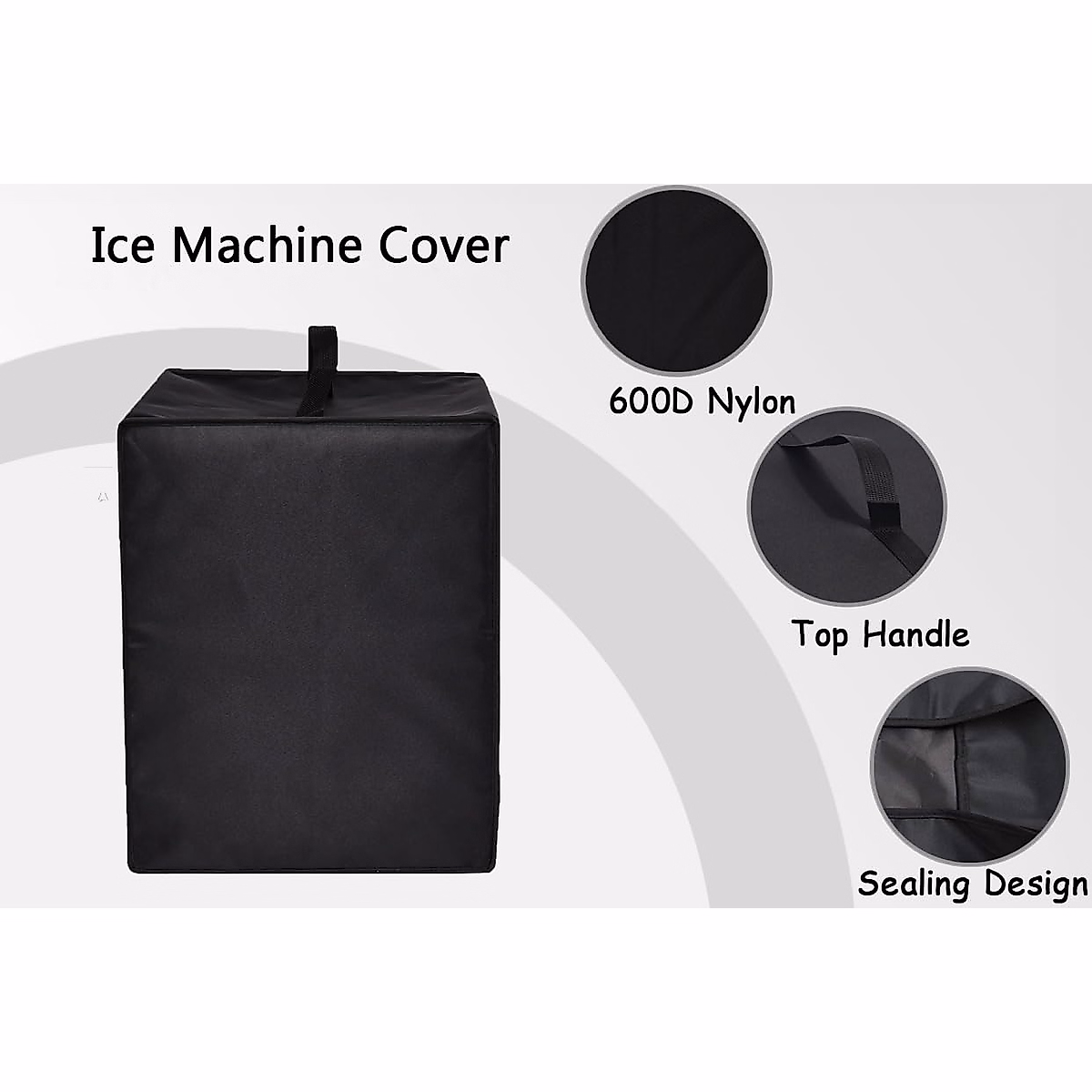 CouldyCasi Ice Maker Cover, Heavy Duty Heat Resistant Waterproof Dust Protective Cover Case for Electactic Ice Maker Countertop Efficient Easy Carry Ice Machine (Black)
