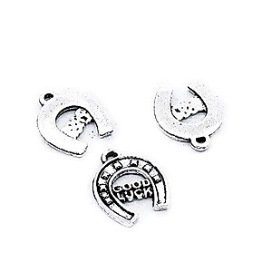 40 Pieces Antique Silver Plated Jewelry Charms GY03872 Horseshoe Horse Hoof
