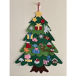 3FT Height Felt Christmas Tree with Ornaments Xmas Gift Wall Hanging Decor 25 Ornaments