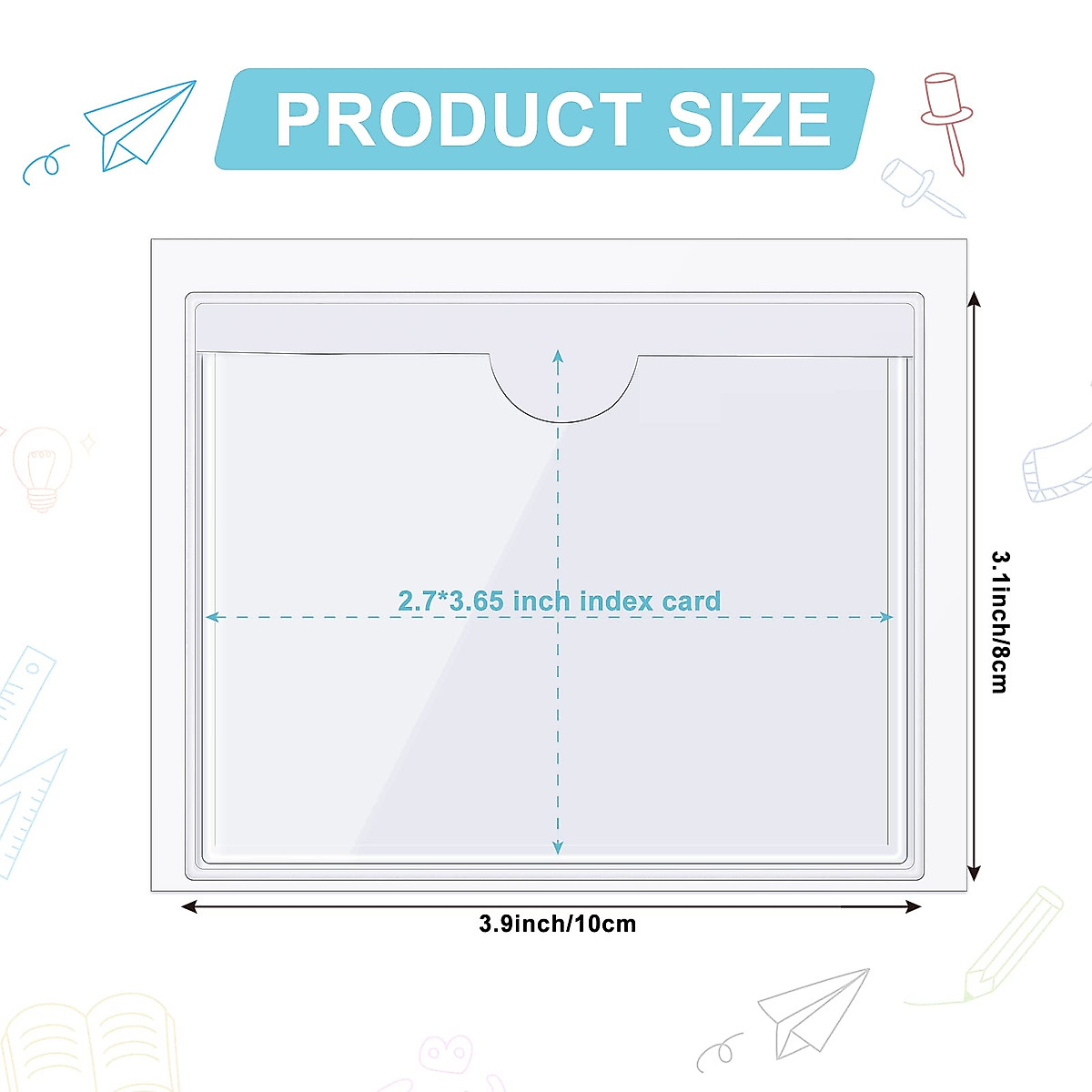 Chinco 30 Pack Self Adhesive Index Card Pockets with Top Open for Loading Ideal Card Holder for Organizing and Protecting Your Index Cards Crystal Clear Plastic(3.9 x 3.1 Inches)