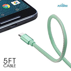 LIQUIPEL USB Type C Cable 5ft, USB A 2.0 to USB-C Fast Charger Extra Long Durable, Glow Cables (Blue)