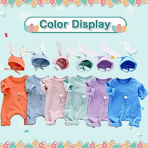 XIFAMNIY Easter Outfits Baby Girls Boys Bunny Romper Bodysuit Jumpsuit Infant Newborn with Rabbit Hat
