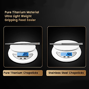 Pure Titanium Chopsticks 1 Pair with Carry Case, 9” Lightweight Reusable Chopsticks , Travel Utensils with Case Chopsticks, Non-Slip, Dishwasher Safe, Eco-Friendly, Portable, Grey, 2023 Gift