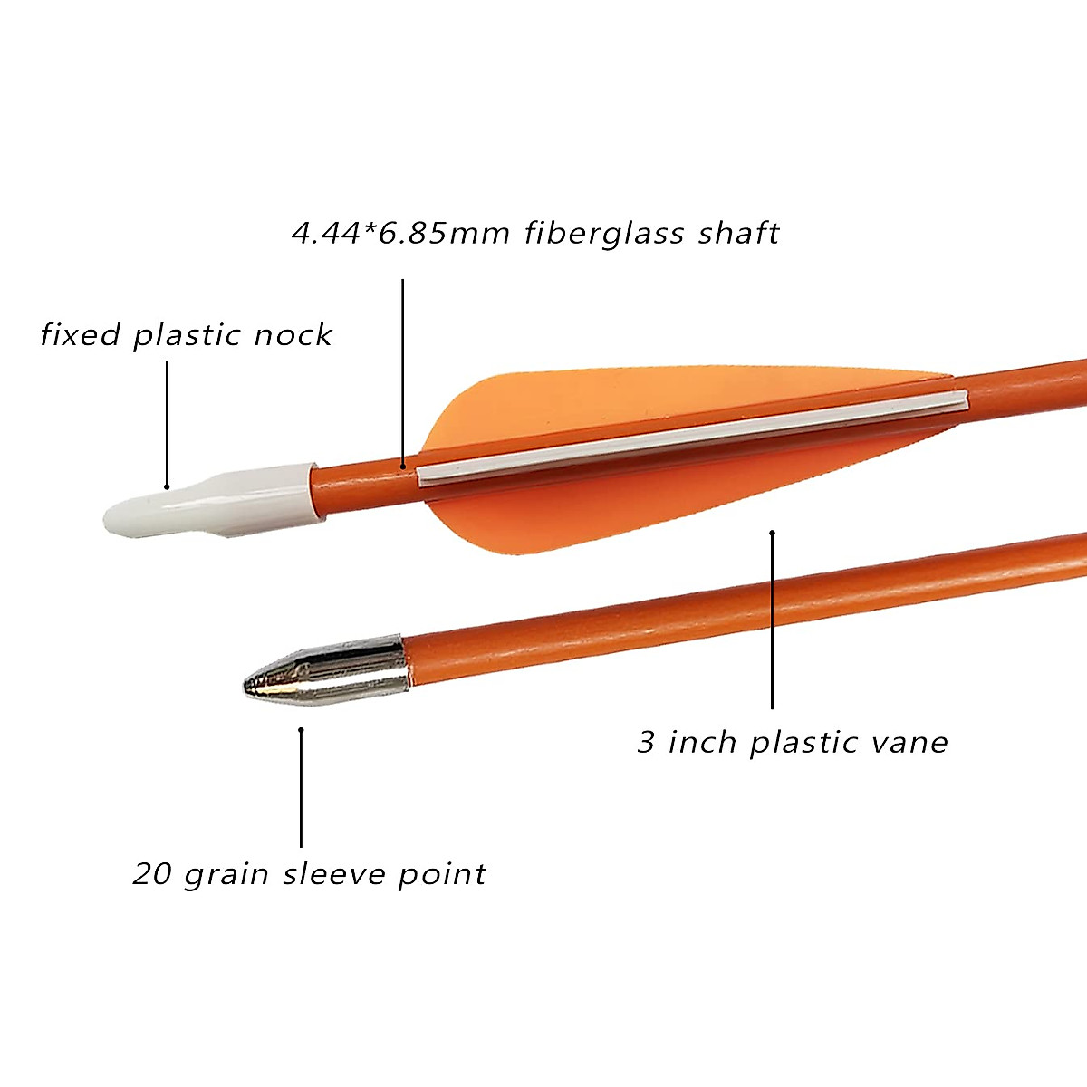 PANDARUS Youth Safetyglass Arrows 28" Fiberglass Archery 26" Target Practice Arrows(Pack of 12) (28 inch Orange)