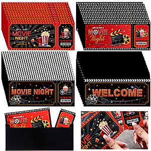 Harloon 36 Sets Movie Party Invitations Movie Night Theater Party Birthday Invitations Cards Popcorn VIP Party Ticket with Envelopes Postcards Birthday Red Carpet Party Supplies