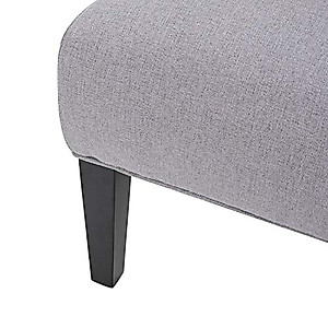 GDFStudio Contemporary Fabric Slipper Accent Chair, Light Gray and Matte Black