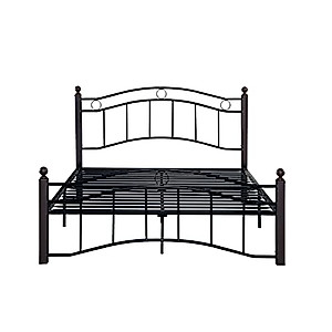 Epinki Full Size Metal Bed Frame with Headboard and Footboard, Black, No Box Spring Needed, Easy Assembly