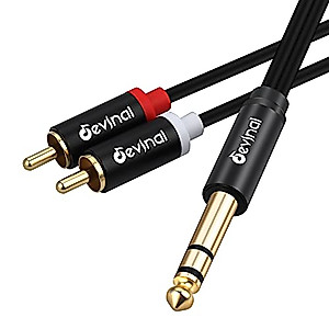 Devinal 1/4" inch TRS to RCA Y Splitter Cable, 6.35mm Stereo to 2 RCA Phono Insert Cable, Dual RCA to Quarter inch Audio Breakout Cable Cord 10 feet/ 3 Meters